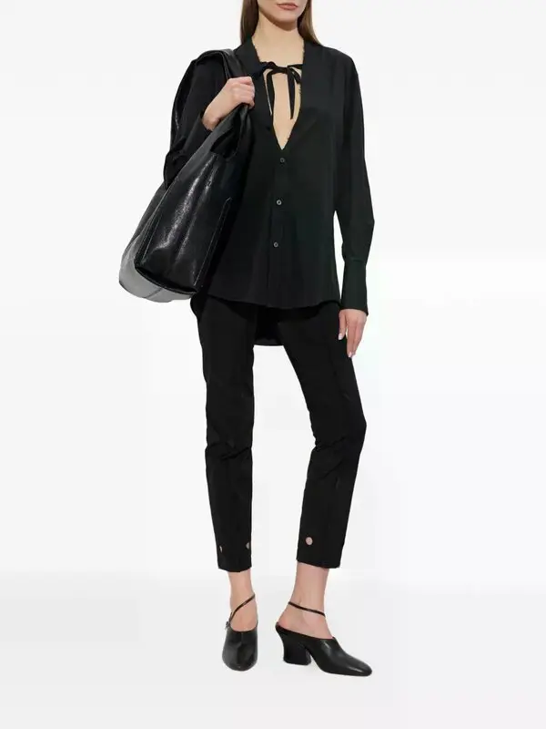 MAISON MARGIELA Frayed-edge Tie-fastening Shirt - Black