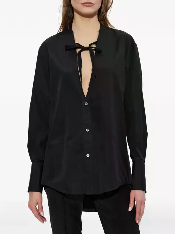 MAISON MARGIELA Frayed-edge Tie-fastening Shirt - Black