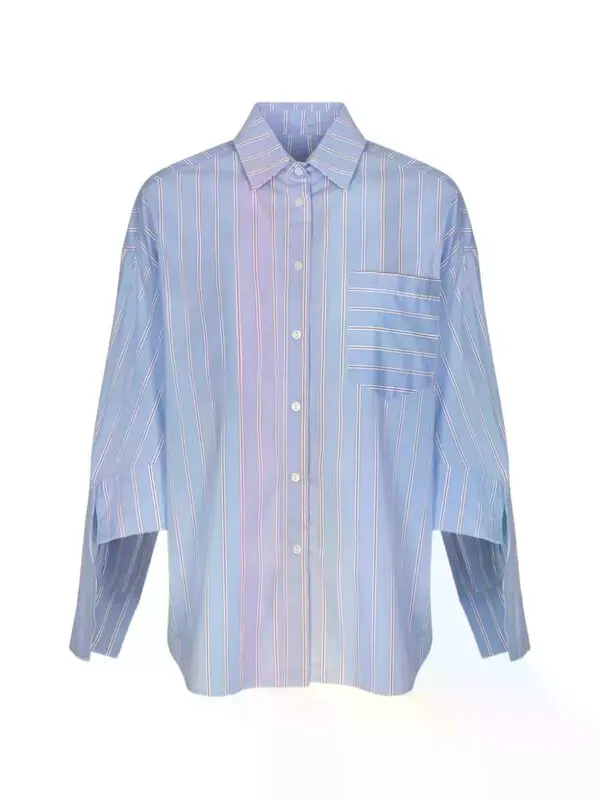 GAËLLE PARIS Oversized Striped Slogan-print Shirt