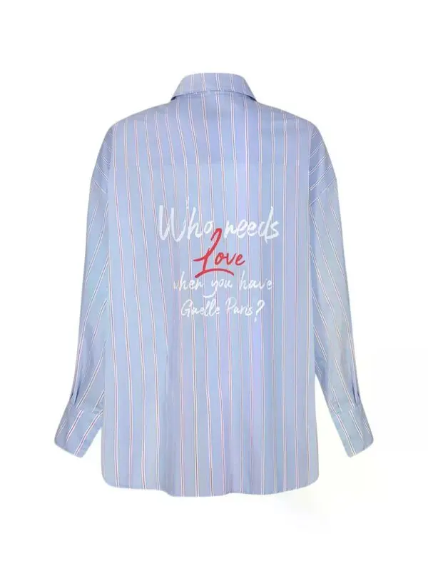 GAËLLE PARIS Oversized Striped Slogan-print Shirt