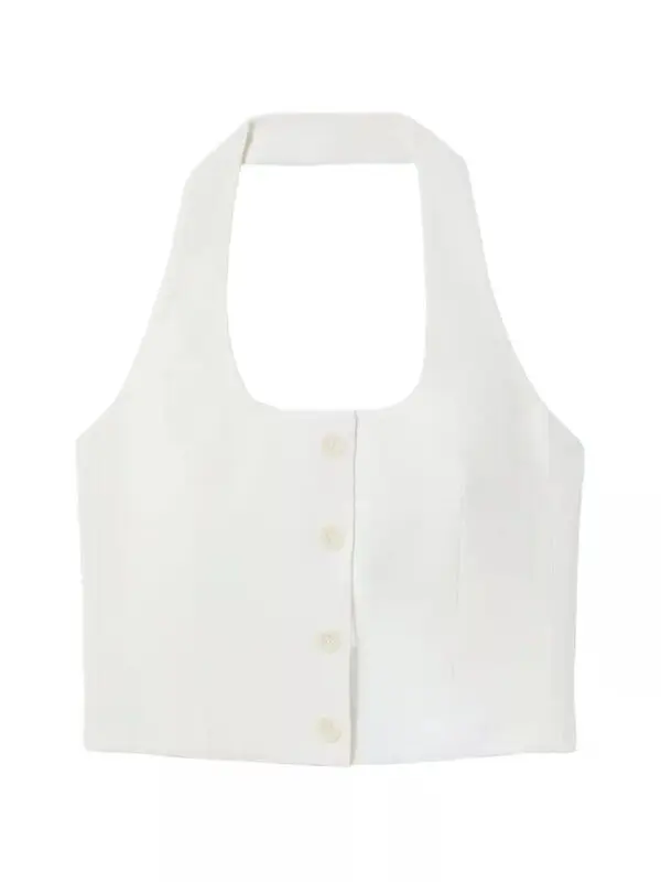 Claudie Pierlot Halterneck Button-up Waistcoat - White