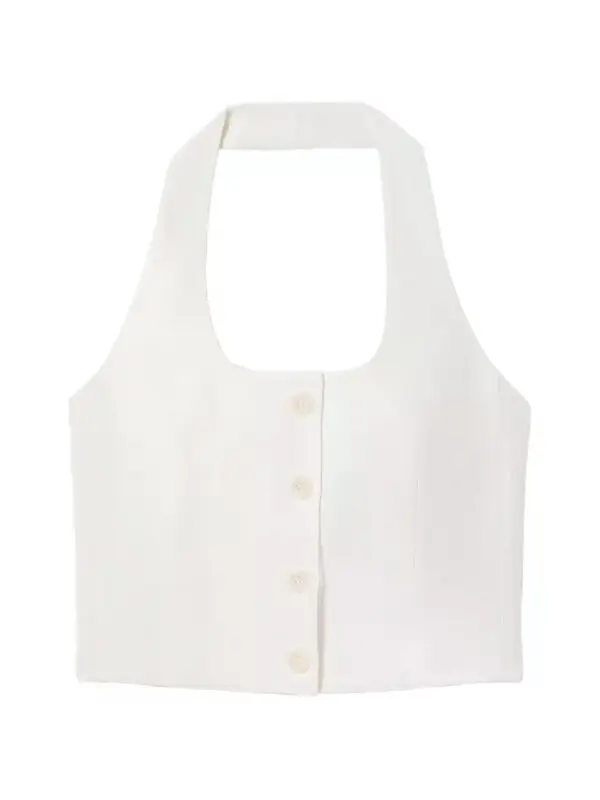 Claudie Pierlot Halterneck Button-up Waistcoat - White