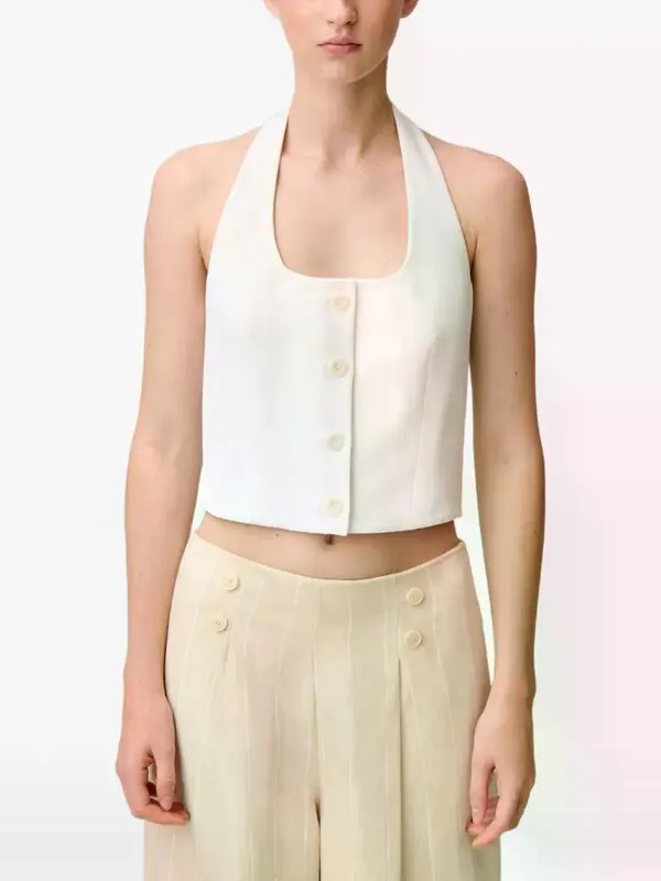 Claudie Pierlot Halterneck Button-up Waistcoat - White