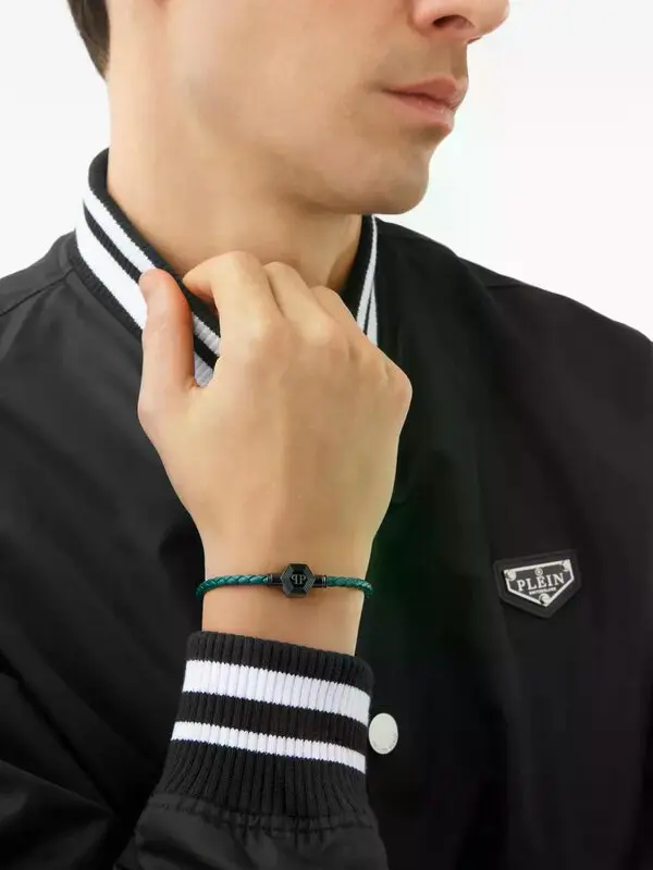 Philipp Plein Enigma Braided Bracelet - Green