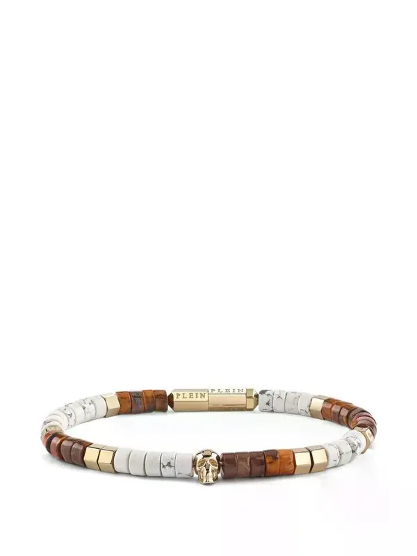 Philipp Plein Beaded Skull-charm Bracelet - Gold