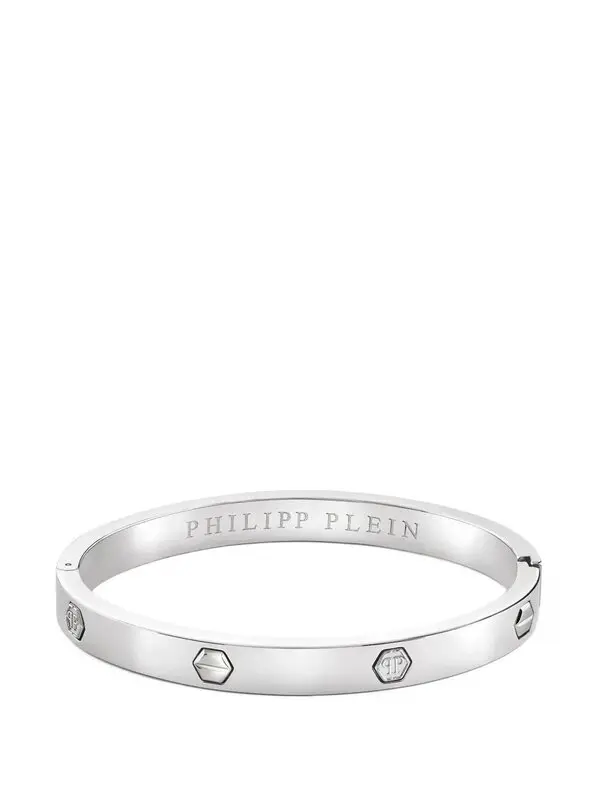 Philipp Plein Hexagon Logo Cuff Bracelet - Silver