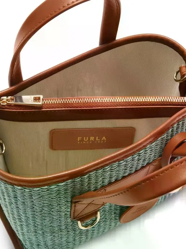 Furla Mini Divide It Woven Tote Bag - Green
