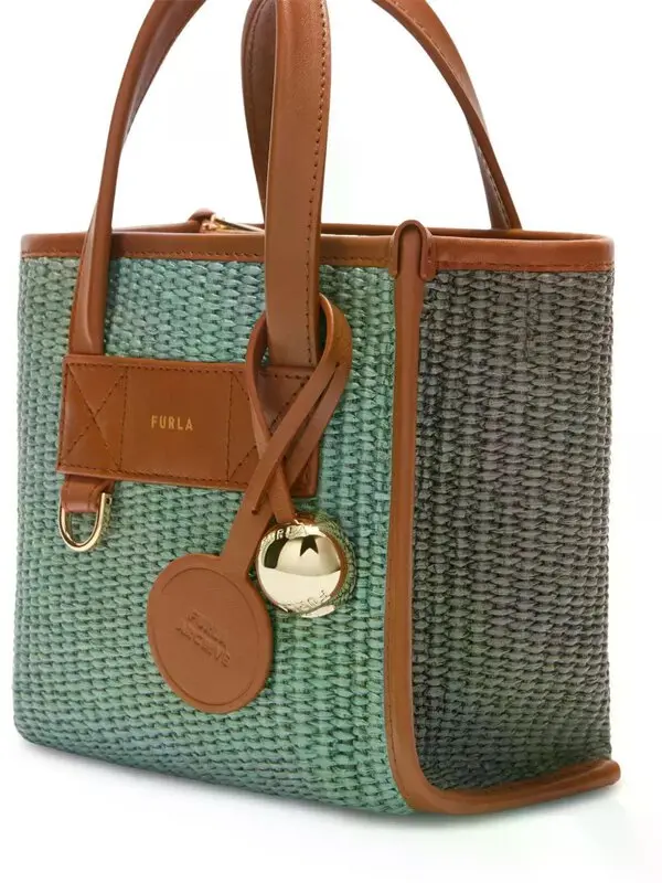Furla Mini Divide It Woven Tote Bag - Green