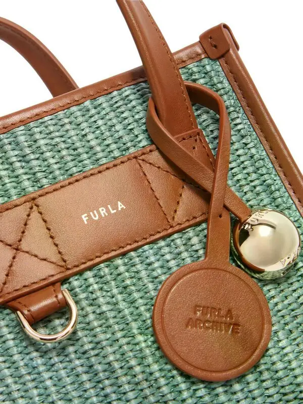 Furla Mini Divide It Woven Tote Bag - Green