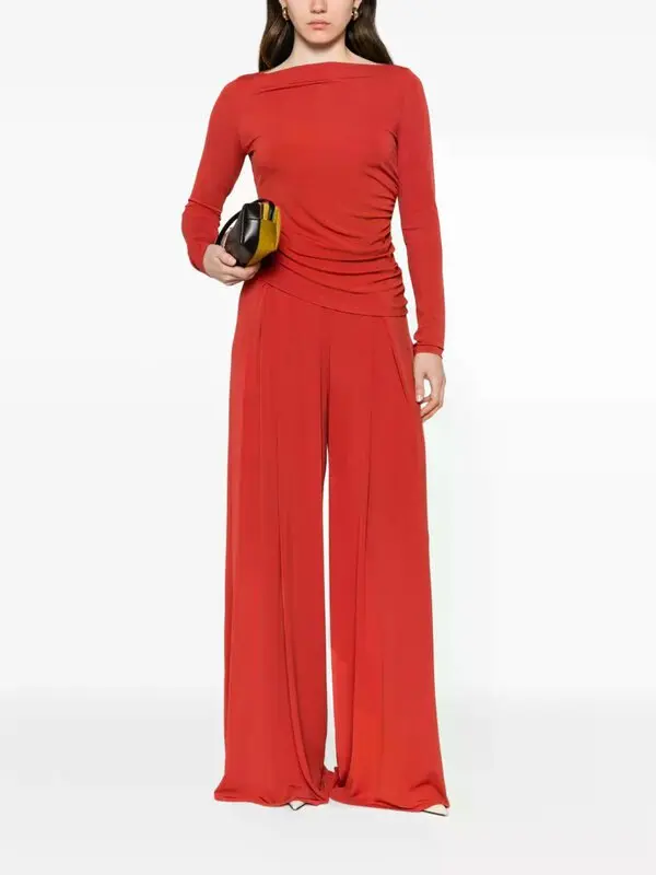 Max Mara Pleated Palazzo Pants - Red