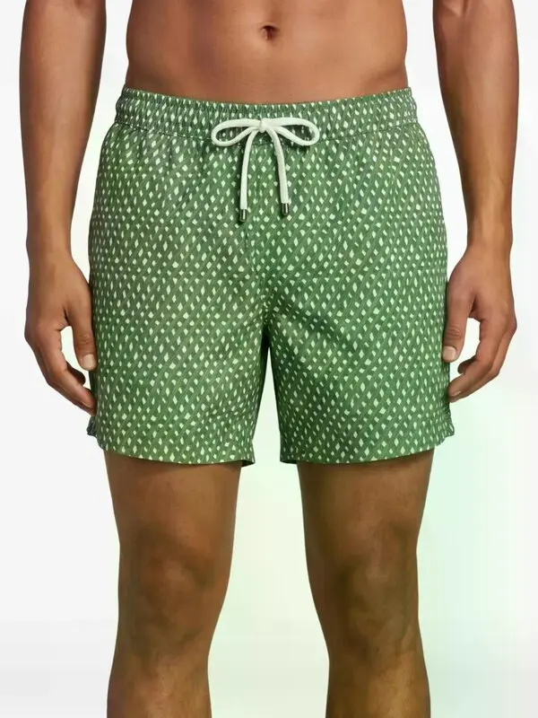 Zegna Geometric-print Swim Shorts - Green