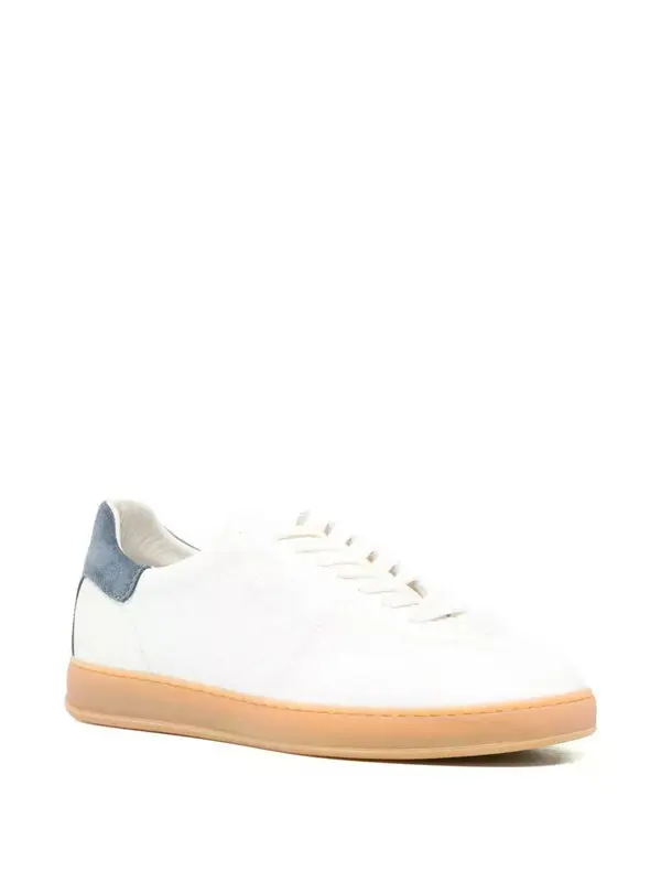 Tagliatore Grained Leather Sneakers With Suede Panel