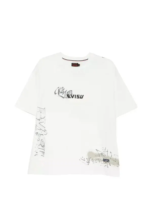 EVISU Graphic-print Logo-patch T-shirt
