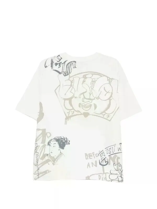 EVISU Graphic-print Logo-patch T-shirt