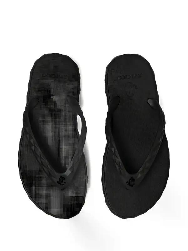 JIMMY CHOO Diamond Motif Platform Flip Flops - Black