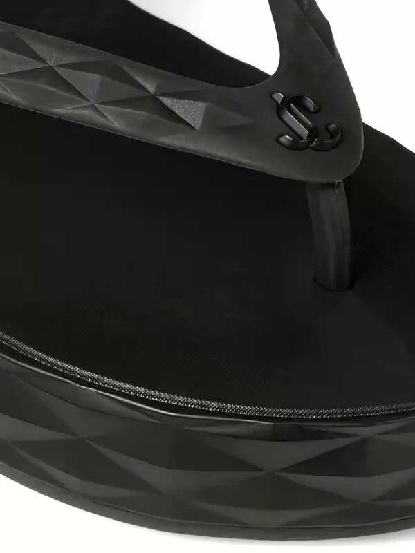 JIMMY CHOO Diamond Motif Platform Flip Flops - Black