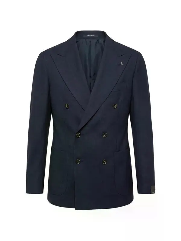 Tagliatore Revival Double-breasted Linen Blazer - Blue