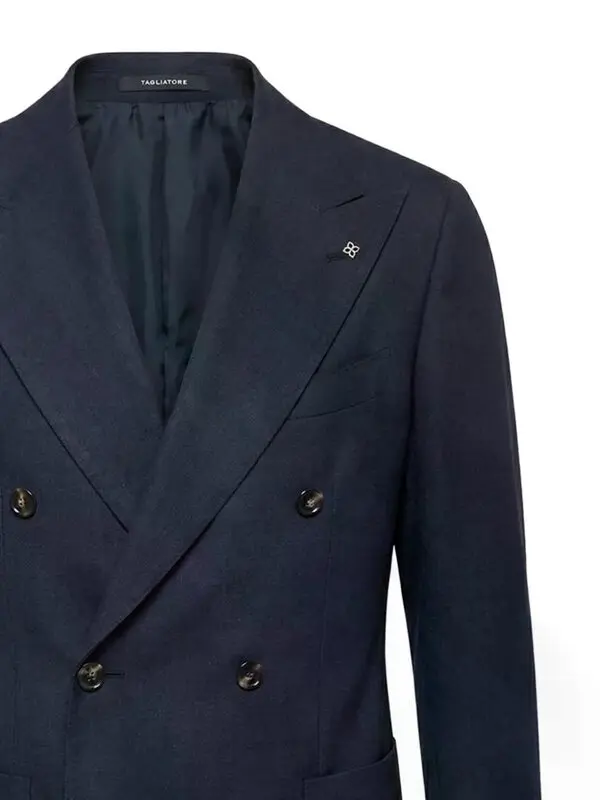 Tagliatore Revival Double-breasted Linen Blazer - Blue