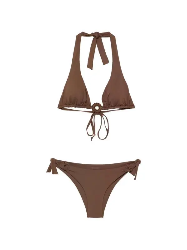 FISICO Ring-detail Halterneck Bikini - Brown