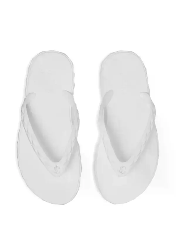 JIMMY CHOO Diamond Platform Flip Flops - White