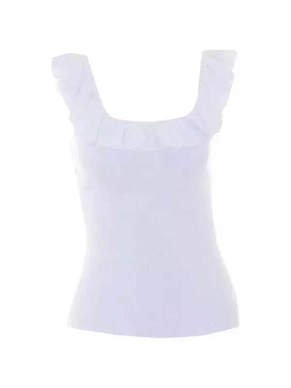 Michael Kors Ruffled Ribbed Tank - White