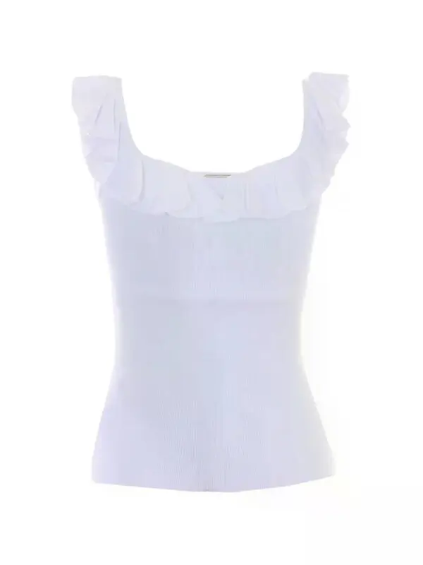 Michael Kors Ruffled Ribbed Tank - White