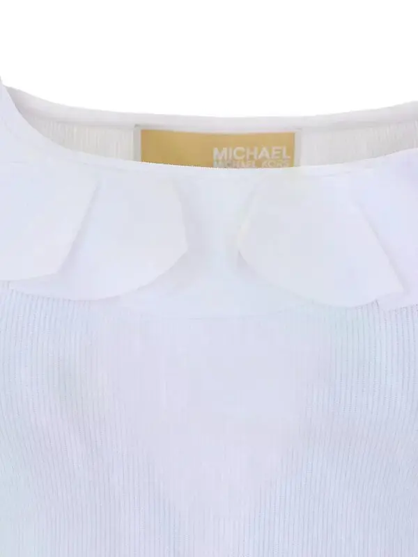 Michael Kors Ruffled Ribbed Tank - White