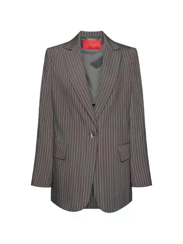 ELENA MIRO` Pinstripe Crinkled Blazer - Grey