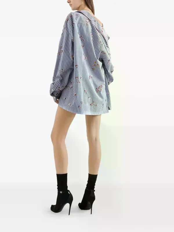 Dolce & Gabbana Poplin Shirt With Crystal Flower Embroidery