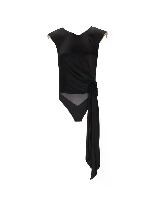 Elisabetta Franchi Draped Open-back Bodysuit - Black