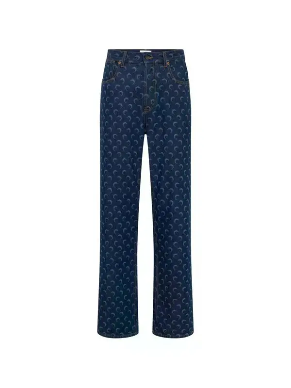 MARINE SERRE Crescent Moon Print Jeans - Blue