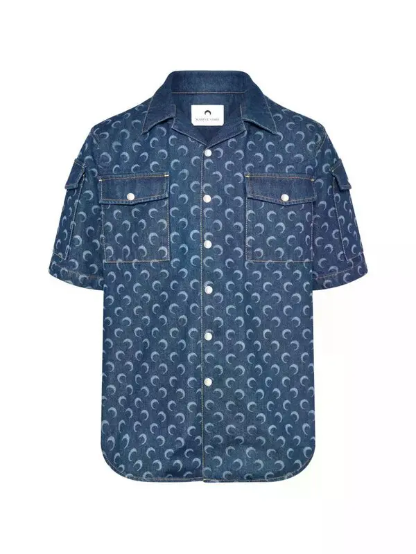 MARINE SERRE Moon-pattern Denim Shirt