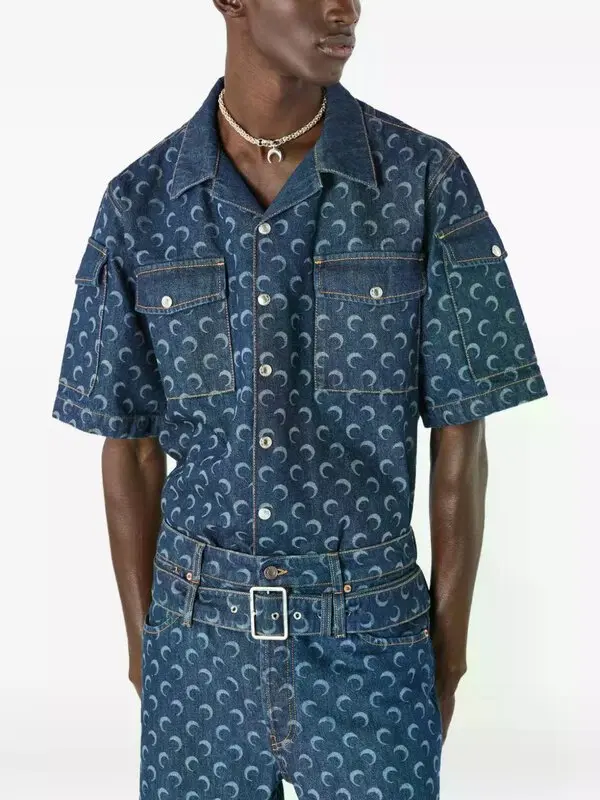MARINE SERRE Moon-pattern Denim Shirt