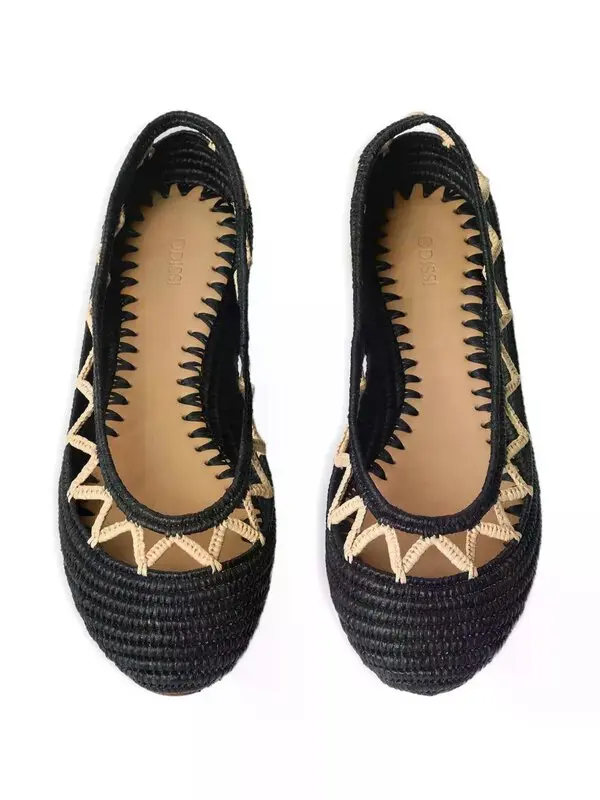 ODISSI Zig-zag Raffia Ballet Flats