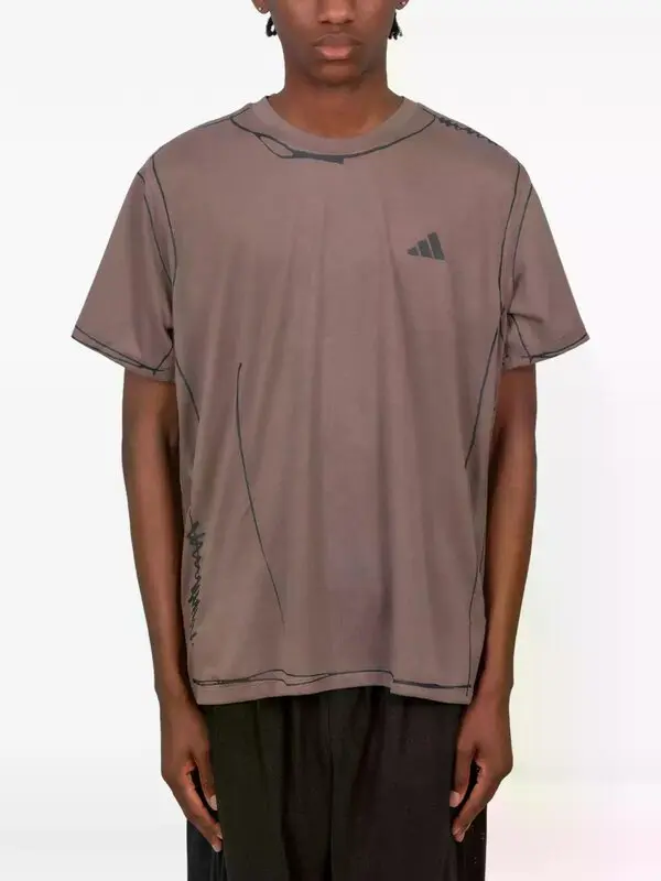 Adidas Logo-print T-shirt - Brown