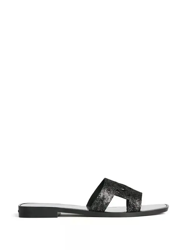 Karl Lagerfeld Glitter-effect Cut-out Slides - Black