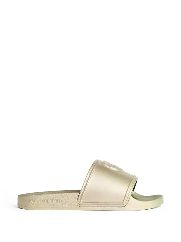 Karl Lagerfeld Embossed Logo Slides - Gold