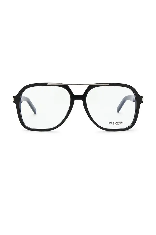 Saint Laurent Rectangular Optical Eyeglasses - Black & Transparent