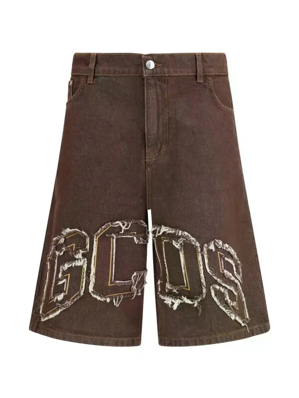 Gcds Logo-patch Shorts - Brown