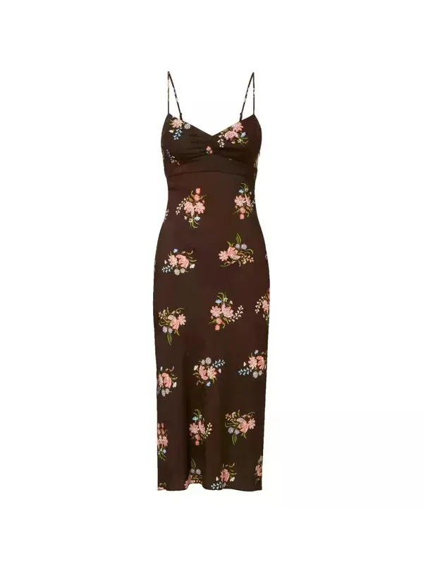 Veronica Beard Shara Floral-print Midi Dress - Brown