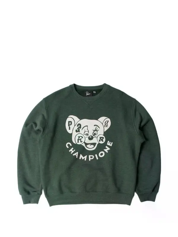 PARRA Graphic-print Elbow-patch Sweatshirt - Green