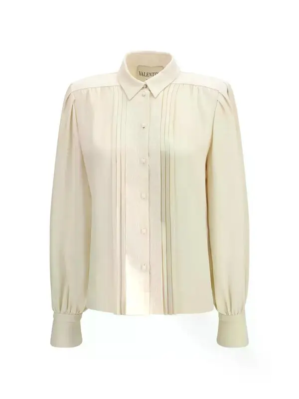 Valentino Garavani Cady Lace-trim Pintuck Shirt - Neutrals