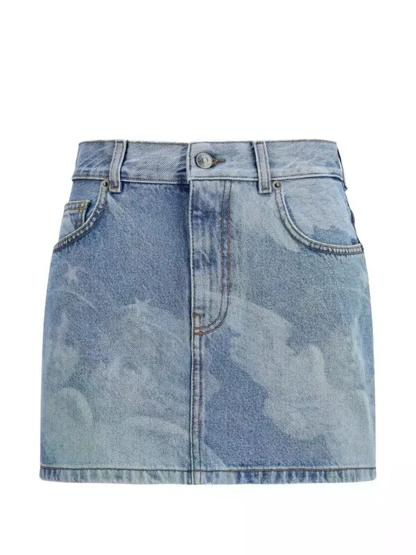 Fiorucci Angels-print Denim Skirt - Blue