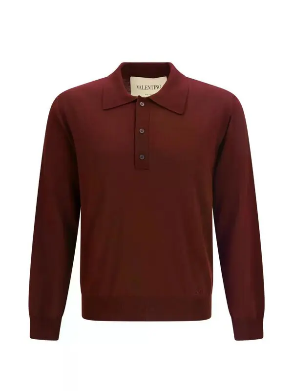 Valentino Garavani Wool Polo With Vlogo Embroidery - Red