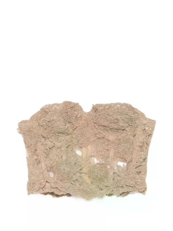 Ermanno Scervino Lace-embroidered Strapless Top - Neutrals
