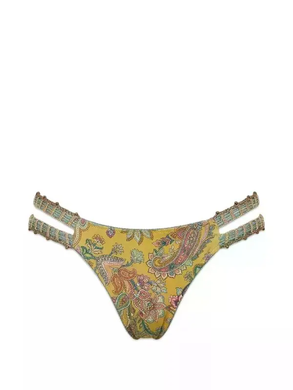 DEL MAAR Paisley-print Crochet Bikini Bottom - Yellow