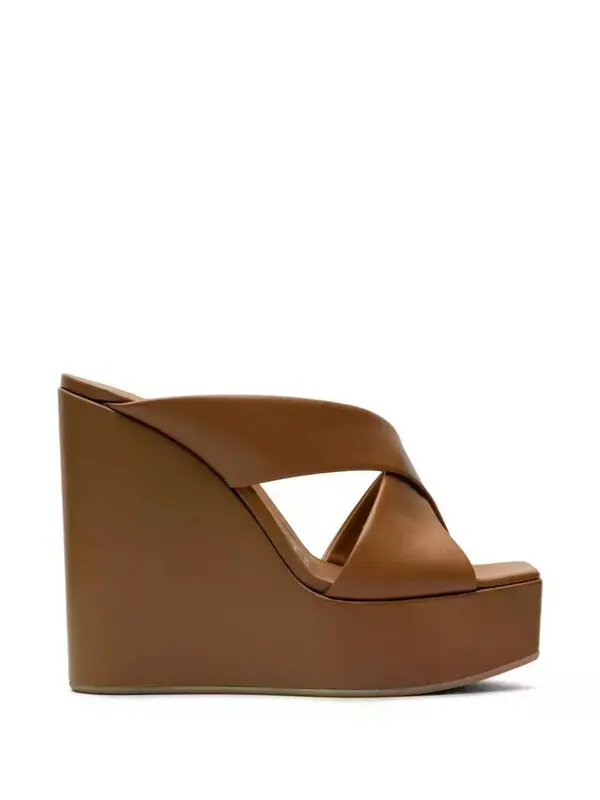 Vicini Crossover-strap Platform Mules - Brown