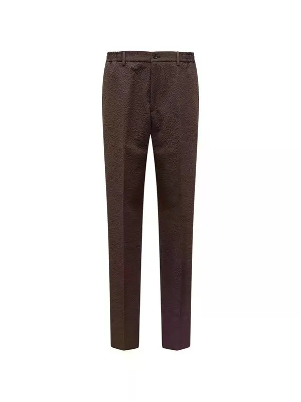 Tagliatore Seersucker Textured Pleated Trousers - Brown