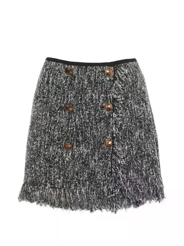 Elisabetta Franchi Double-breasted Tweed Mini Skirt - Black