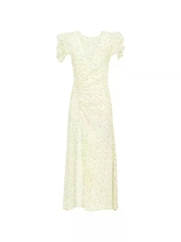 MAR DE MARGARITAS Floral-print Draped Midi Dress - Green